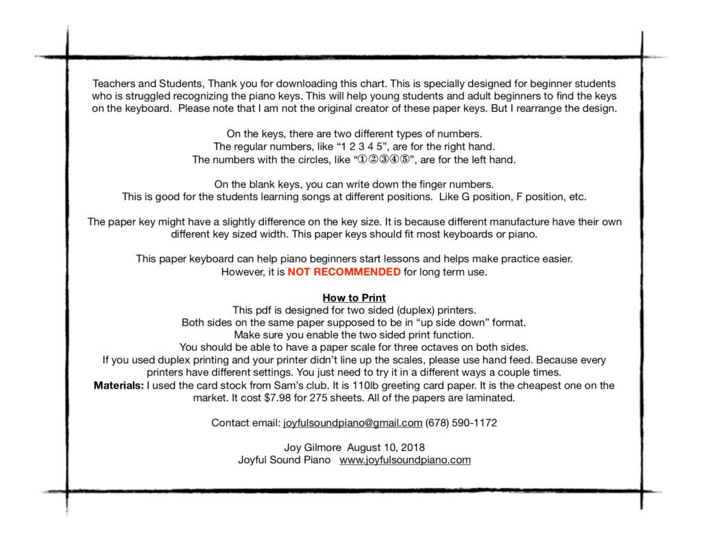 Paper Basic Keyboards - Joyful Sound Piano Studio